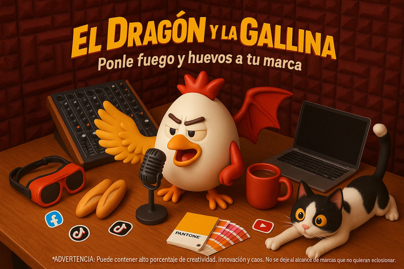 Estudio de Podcast con huevos - El dragón y la gallina